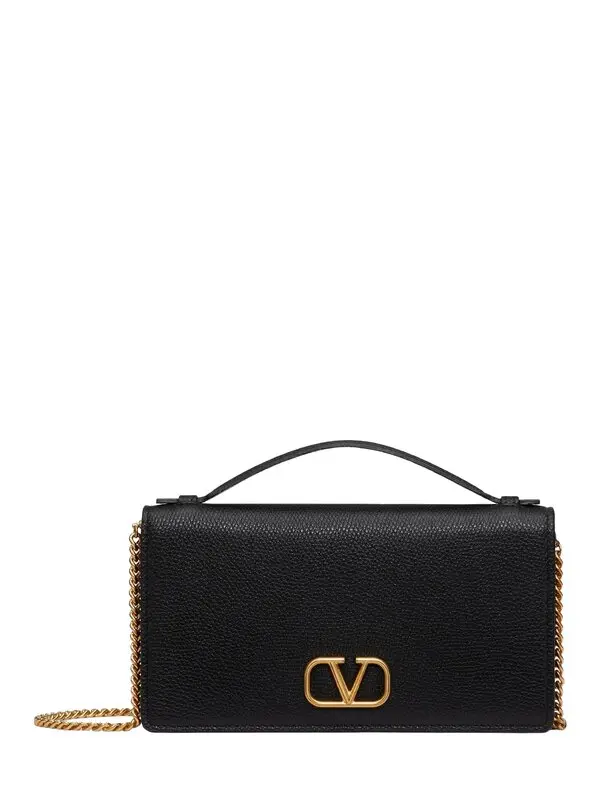 Valentino Garavani Nappa Lined Mini Bag With Magnetic Button Closure And Removable Chain - Nero