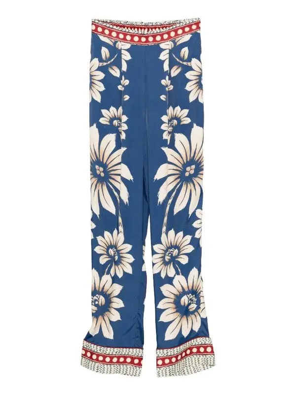 Farm Rio Luna Paint Straight Leg Trousers - Navy
