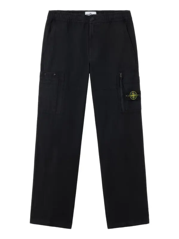 Stone Island Paneled Cargo Pants With Drawstring Cuffs - Nero
