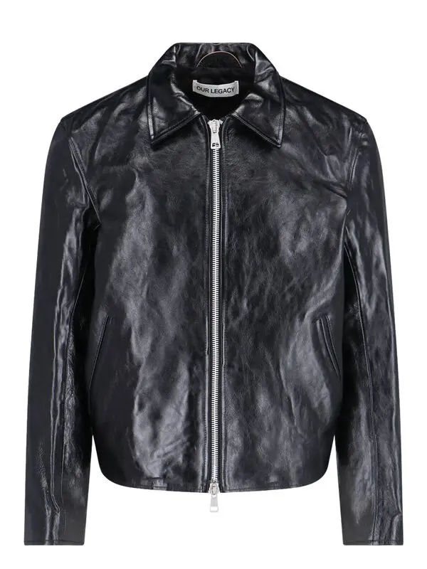 Our Legacy Leather Zip Jacket - Black