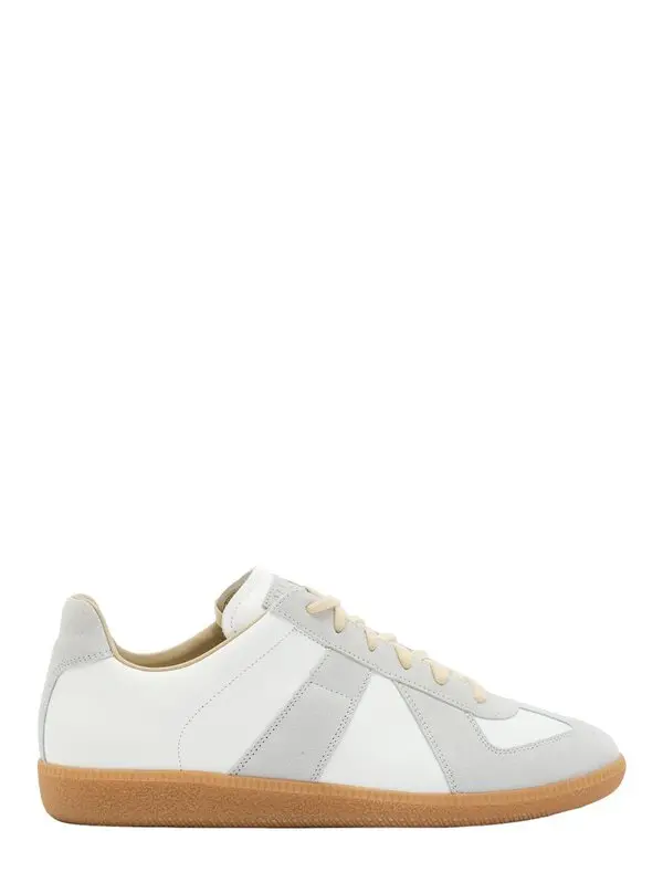 MAISON MARGIELA Replica Panelled Leather And Suede Sneakers - White