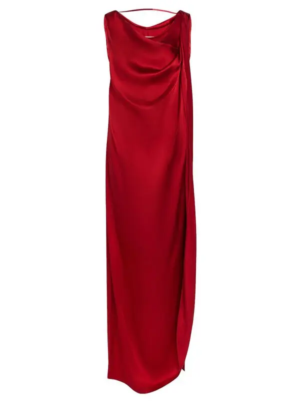 MAISON MARGIELA Draped Satin Maxi Dress - Dark Red