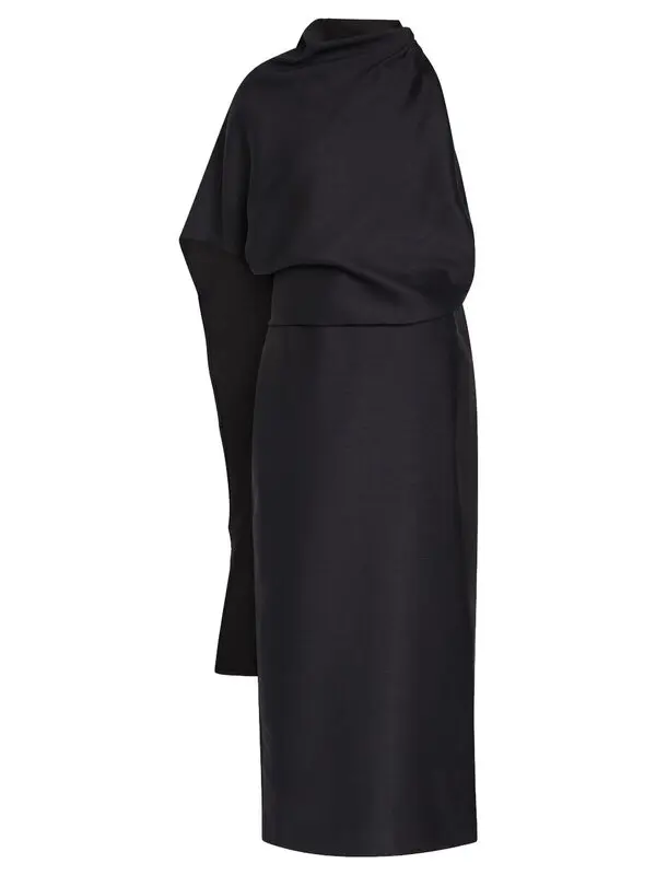 RÓHE Draped Woven Midi Dress - Black