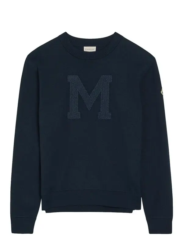 Moncler Logo Embroidered Cotton-blend Jumper - Blue