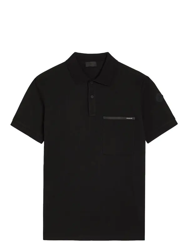 Moncler Logo-appliquéd Piqué Cotton Polo Shirt - Black