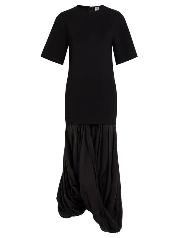 TOTEME Layered Cocoon-skirt Knit Midi Dress - Black