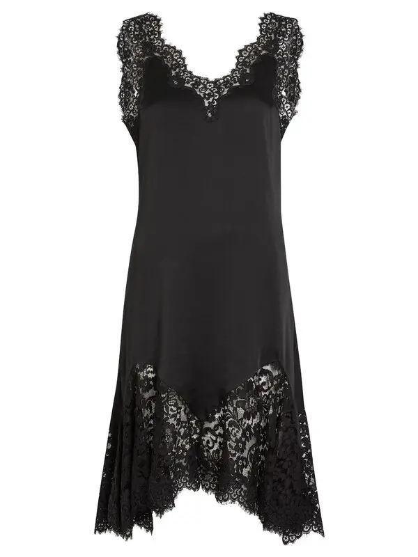 Stella McCartney Lace-trimmed Satin Mini Dress - Black