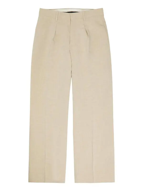 JW Anderson Pleated Wide-leg Linen-blend Trousers - Natural