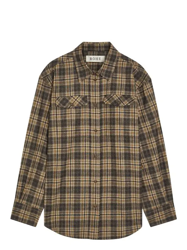 RÓHE Rohé Checked Wool-blend Overshirt - Brown