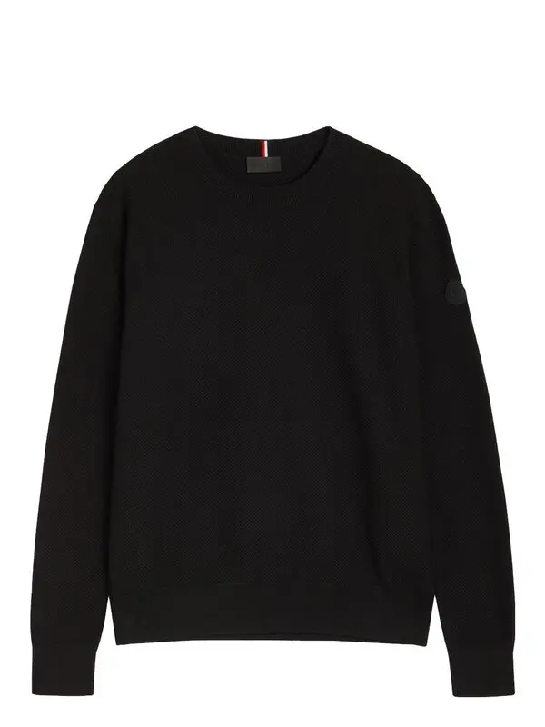 Moncler Logo-appliqué Cotton-knit Jumper - Black