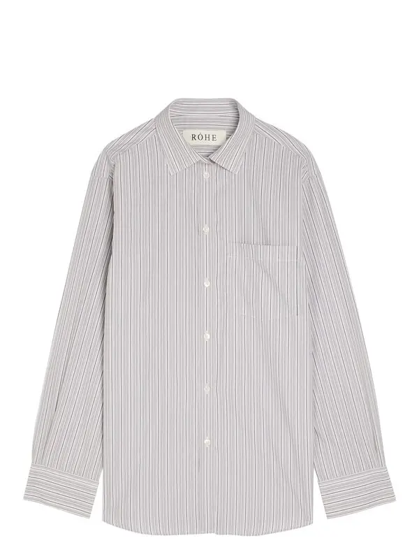 RÓHE Striped Cotton Shirt With Classic Collar - White