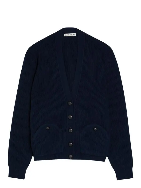 BLAZÉ MILANO Highland Wool And Cashmere-blend Cardigan - Navy