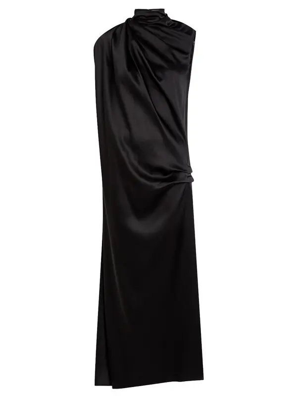 HEIRLOME Kate Draped Silk Midi Dress - Black