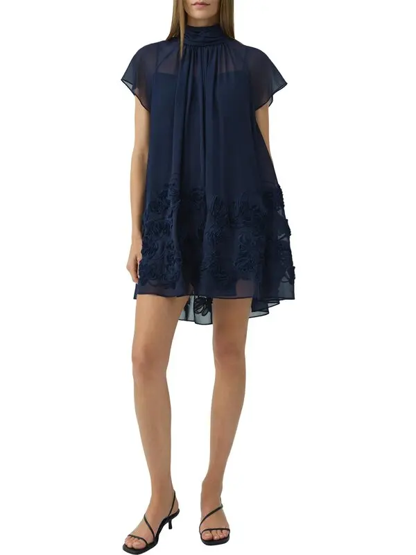 Simkhai Aviel Embroidered Chiffon Mini Dress - Blue