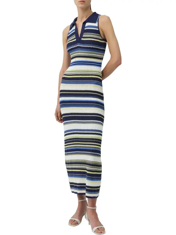 Simkhai Kerrin Chevron Knit Polo Dress - Multicolor
