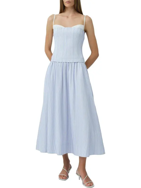 Simkhai Quinlin Stripe Bustier Midi Dress - Blue