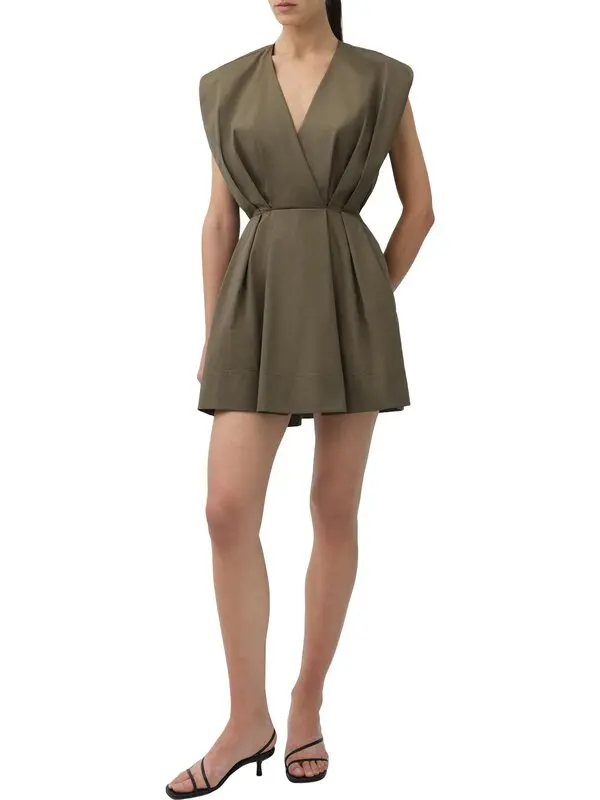 Simkhai Sefi Pleated Poplin Mini Dress - Green