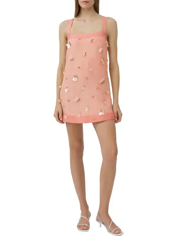 Simkhai Embellished Organza Mini Shift Dress - Pink