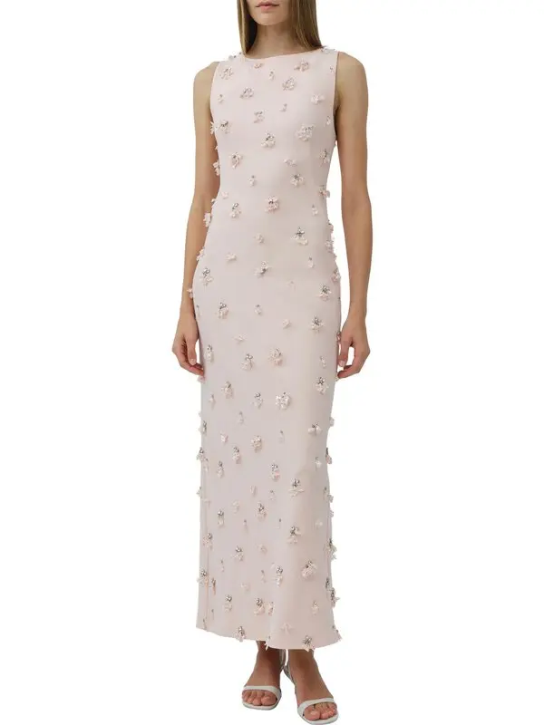 Simkhai Claudia Embellished Crepe Column Midi Dress - Pink