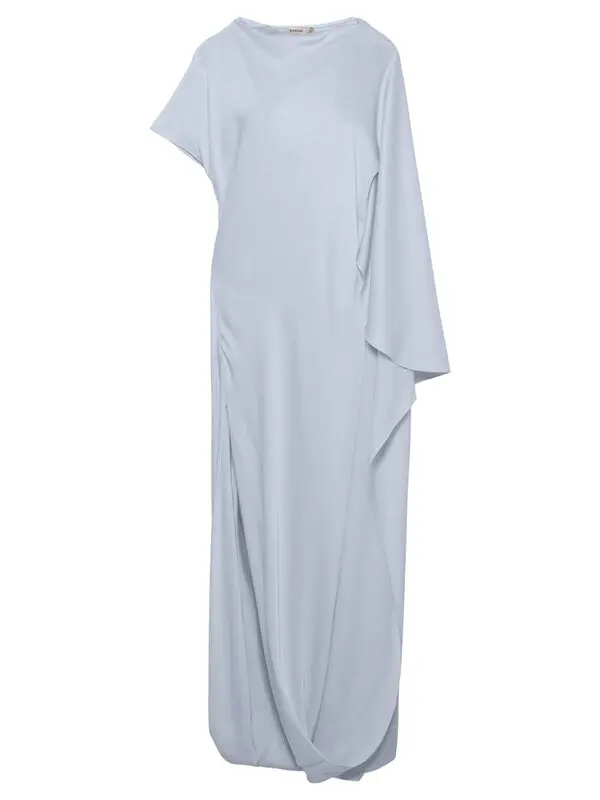 Simkhai Ora Satin Asymmetric Cape Gown - Blue