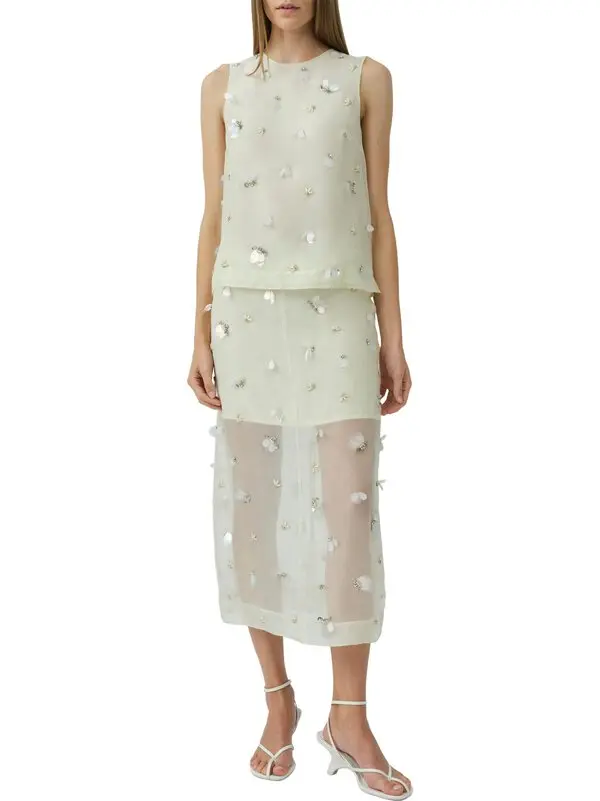 Simkhai Celia Embellished Organza Sleeveless Top - Yellow