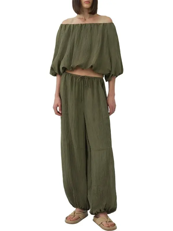 Simkhai Freya Crinkled Parachute Pants - Green