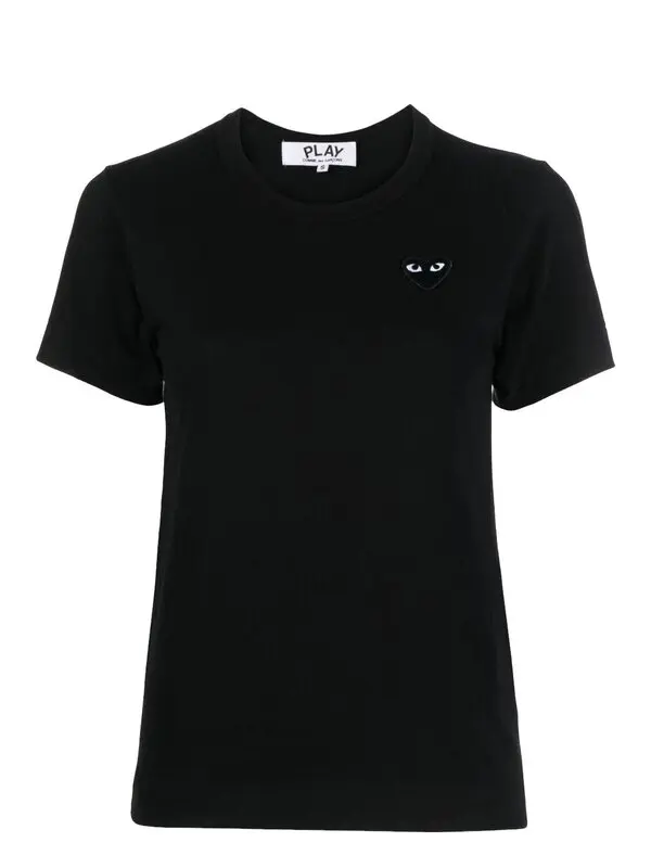 Play Comme Des Garcon Short-sleeved T-shirt With Heart Applique - Black