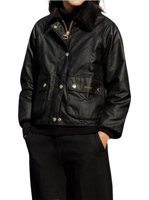 Barbour Cropped Beadnell Waxed Jacket - Black