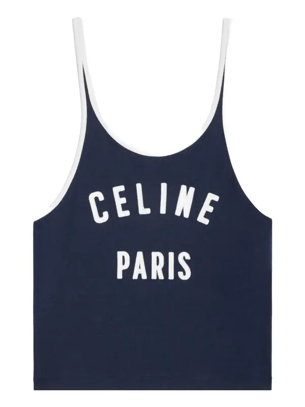 Celine Paris Cotton Jersey Tank Top - Blue