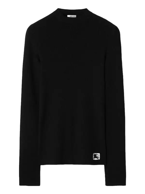 Burberry Logo Patch Ribbed-knit Jumper - Black