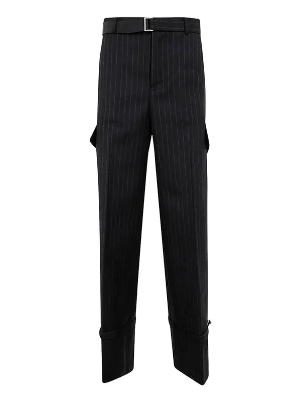 Sacai Striped Belted Trousers - Black