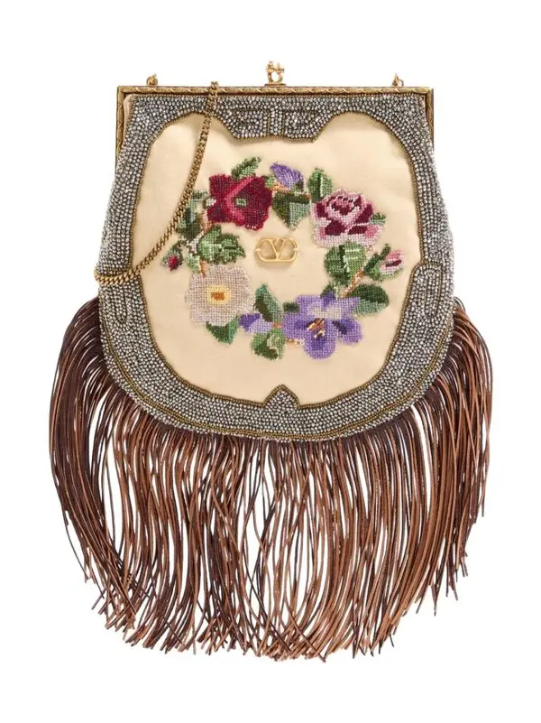 Valentino Garavani Embroidered Tassel Shoulder Bag - Multicolour