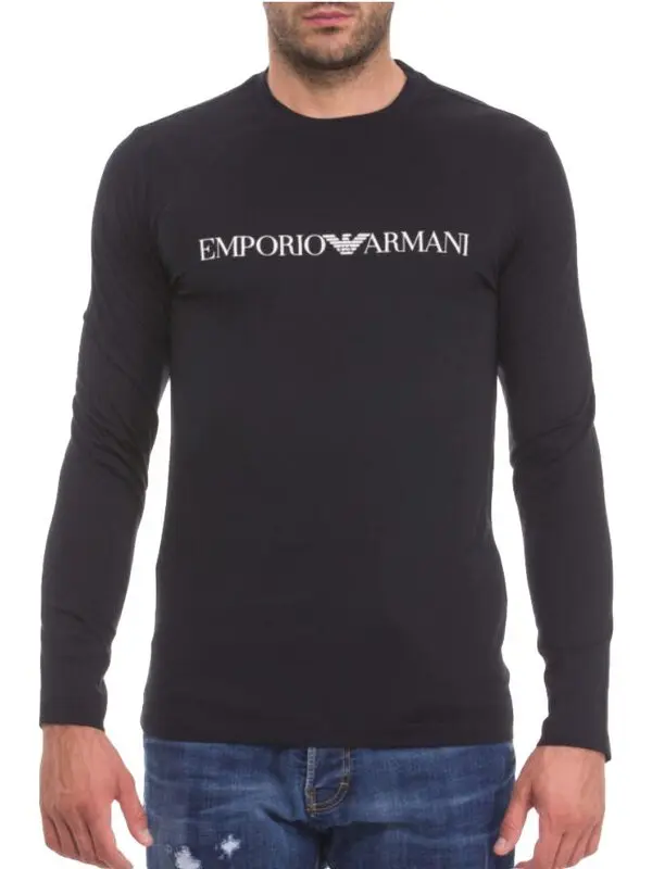 Emporio Armani Logo Printed Crewneck T-shirt - Black