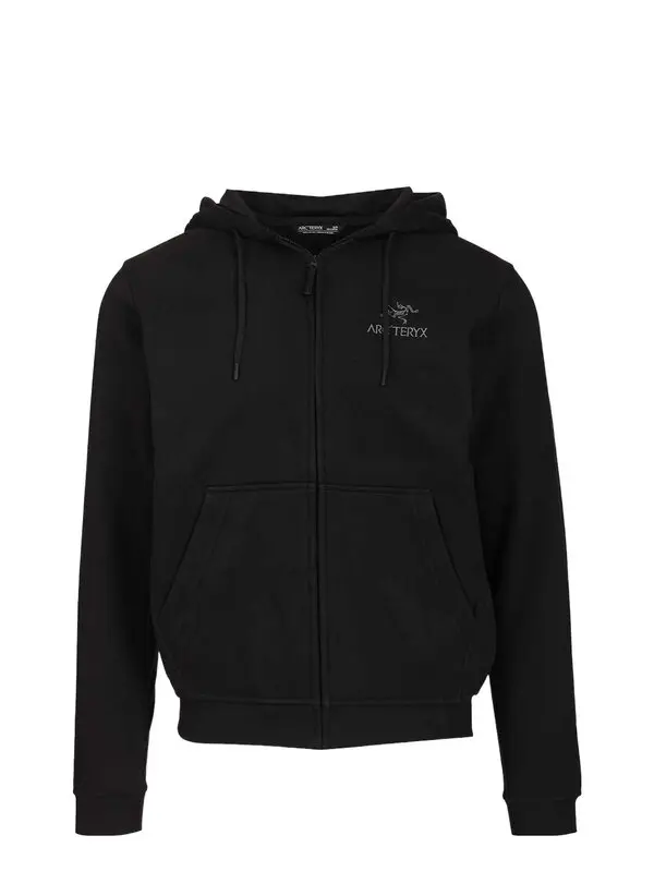 Arc'teryx Logo Embroidered Zip-up Hoodie - Black