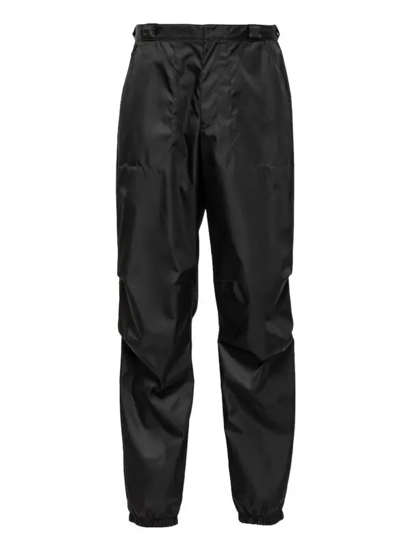Prada Triangle-logo Mid-rise Tapered-leg Trousers - Black