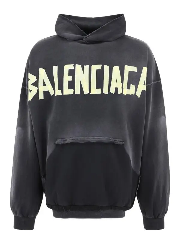 Balenciaga Tape Type Hoodie Oversized In Faded - Black
