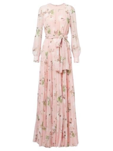 Erdem Floral Pleated Voile Gown - Pink