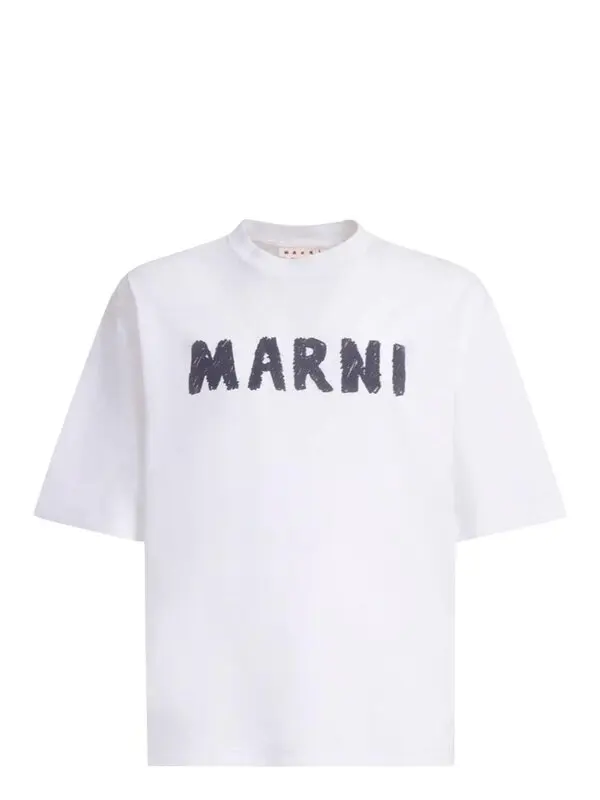 Marni Logo Printed Crewneck T-shirt - White