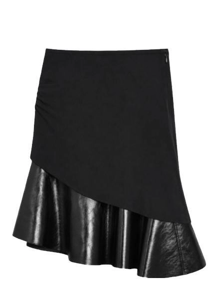 IRO PARIS Leather Ruffle Skirt - Black