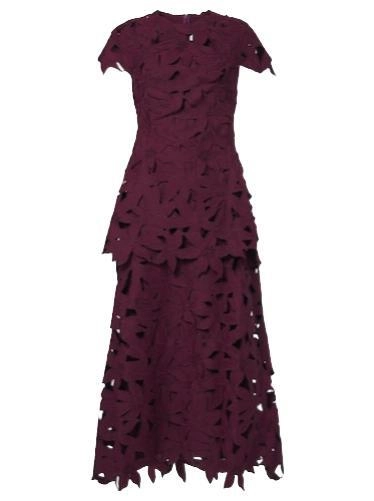 Simkhai Floral Guipure Lace Cocktail Dress - Wine Red