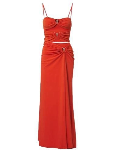 Christopher Esber Orbit Gathered Cutout Maxi Dress - Red