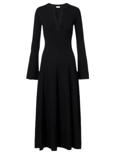 Simkhai Genna Ribbed-knit V-neck Midi Dress - Black