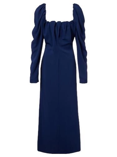 VIVIENNE WESTWOOD Gathered Crepe De Chine Gown - Blue