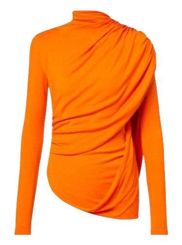 MUGLER Draped Wool-blend Top - Orange