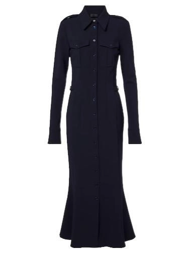 MUGLER Wool-blend Shirt Dress - Blue