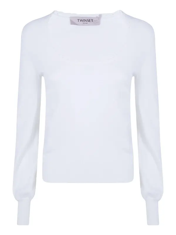 TWINSET Scalloped-edge Knit Top - White