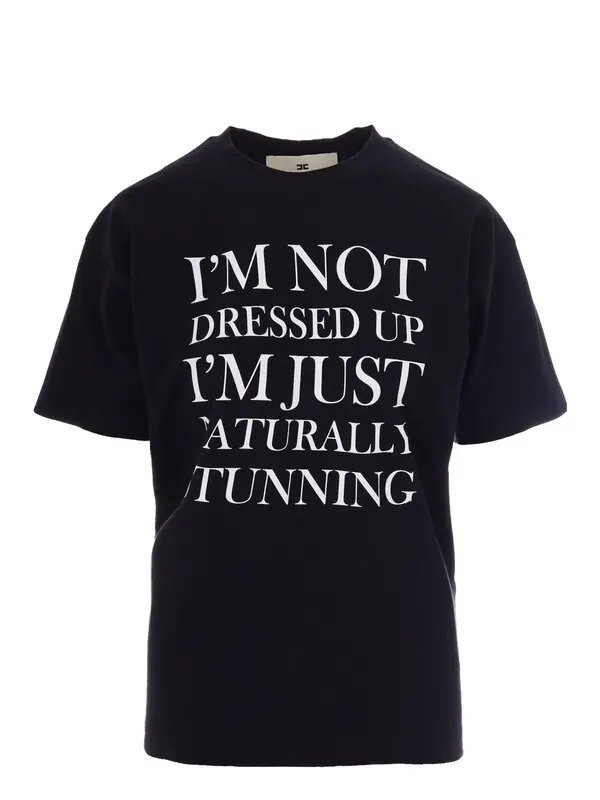Elisabetta Franchi Lightweight Jersey T-shirt With Print - Black