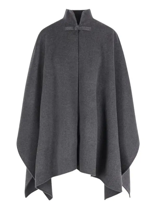 RÓHE Stand-collar Shawl With Chinese-style Knotted Closures - Dark Gray