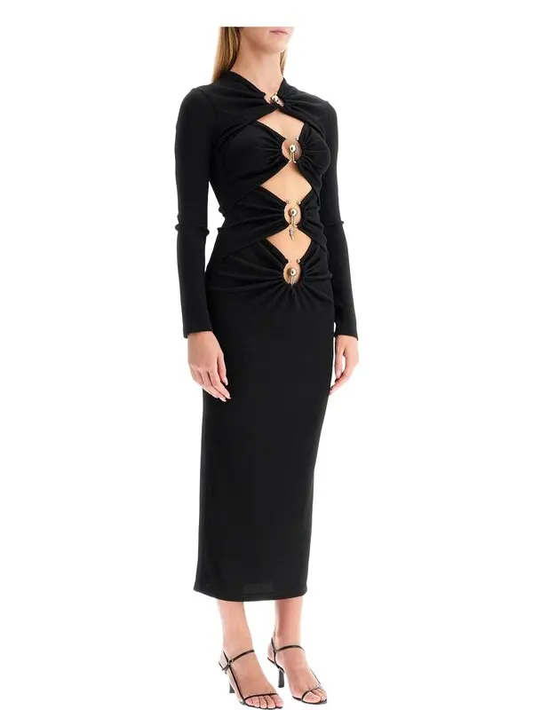 Christopher Esber Orbit Ruched Long Sleeve Dress - Black