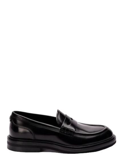 Dolce & Gabbana Logo Plaque Round Toe Loafers - Black